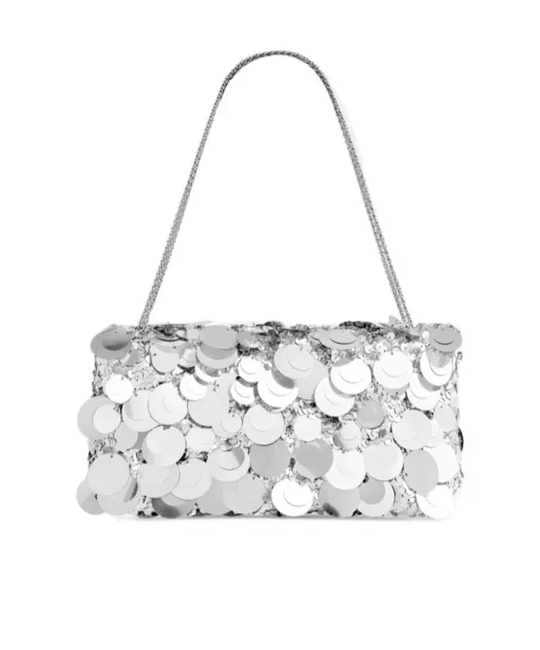 Rabanne Sparkle Baguette Bag - White