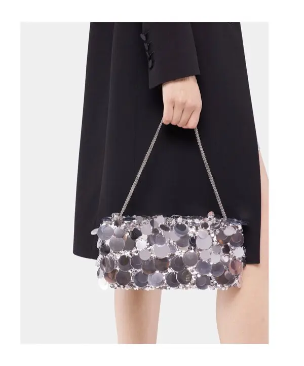 Rabanne Sparkle Baguette Bag - White