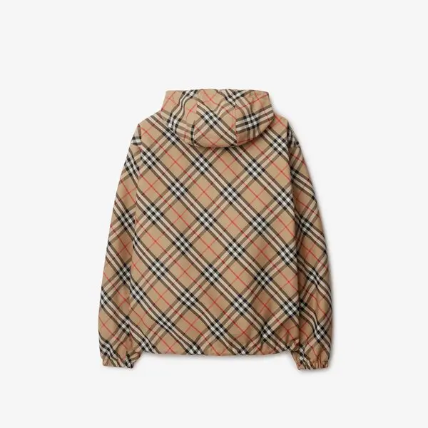 Burberry Logo Embroidered Checked Reversible Jacket - Multicolor