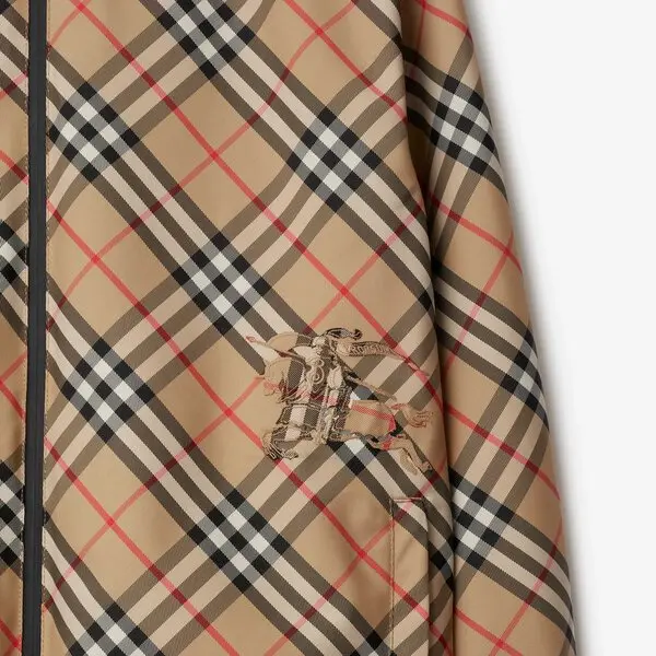 Burberry Logo Embroidered Checked Reversible Jacket - Multicolor