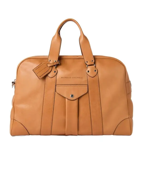 Brunello Cucinelli Vachetta Leather Travel Bag - Cognac