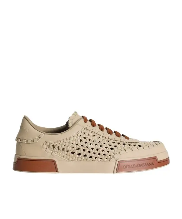 Dolce & Gabbana Interwoven Lace-up Sneakers - Beige