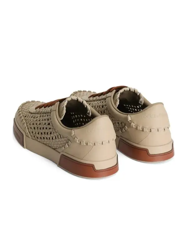 Dolce & Gabbana Interwoven Lace-up Sneakers - Beige