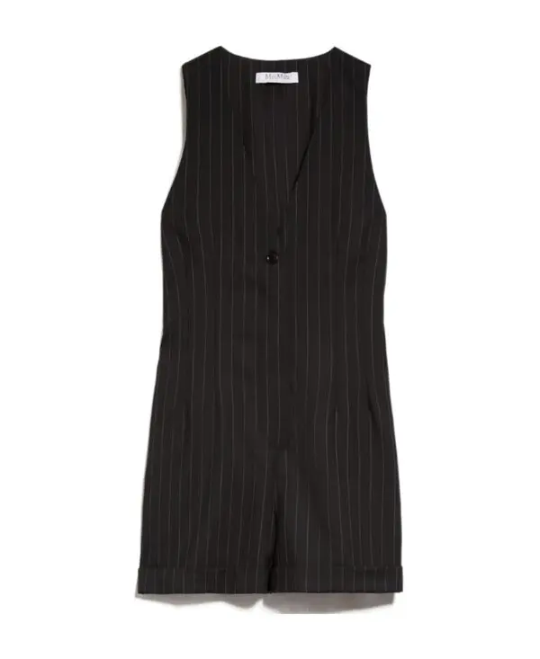 Max Mara Pinstriped Wool Jumpsuit - Black