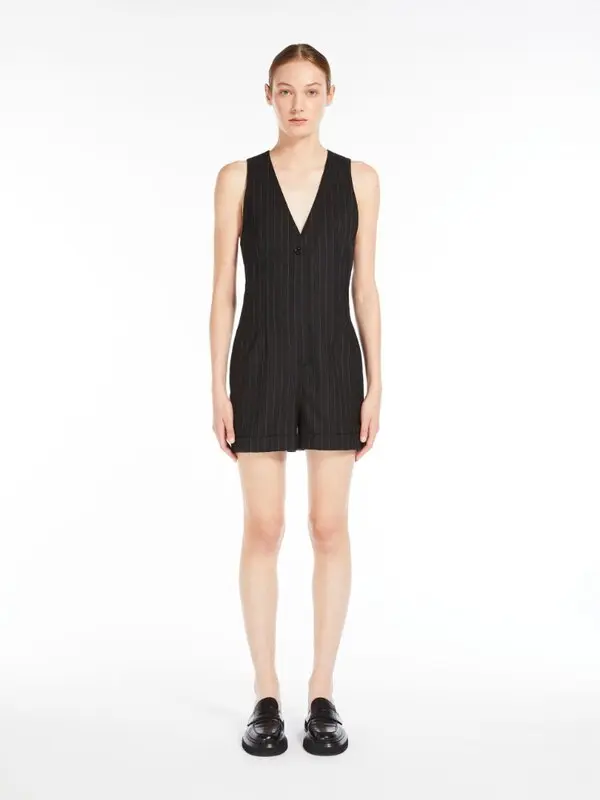 Max Mara Pinstriped Wool Jumpsuit