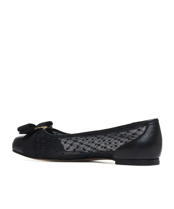 FERRAGAMO Mesh Ballet Flats With Bow Detailing