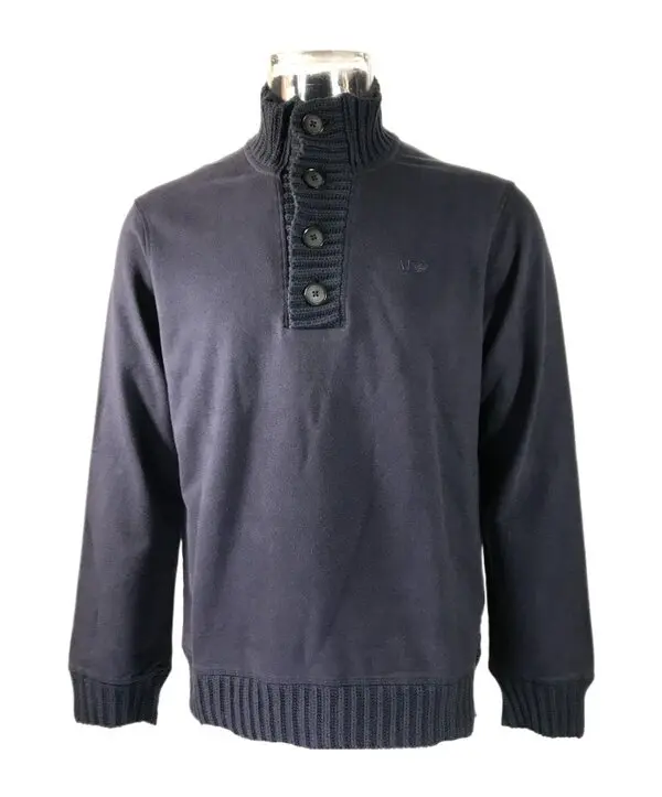 Emporio Armani High-necked Long-sleeved Sweater With Button Detail - Black