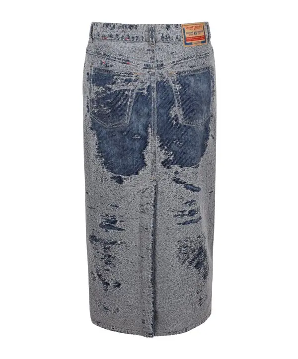 DIESEL® De-skye-s Distressed Denim Midi Skirt
