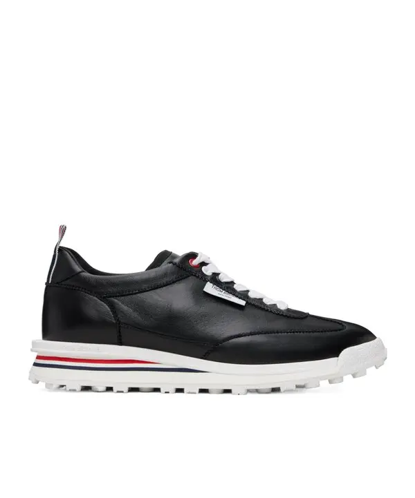 Thom Browne Lace-up Leather Sneakers With Tricolor Detail