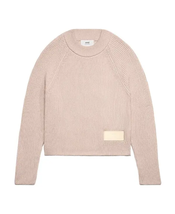AMI Paris Logo Patch Crewneck Jumper - Pink