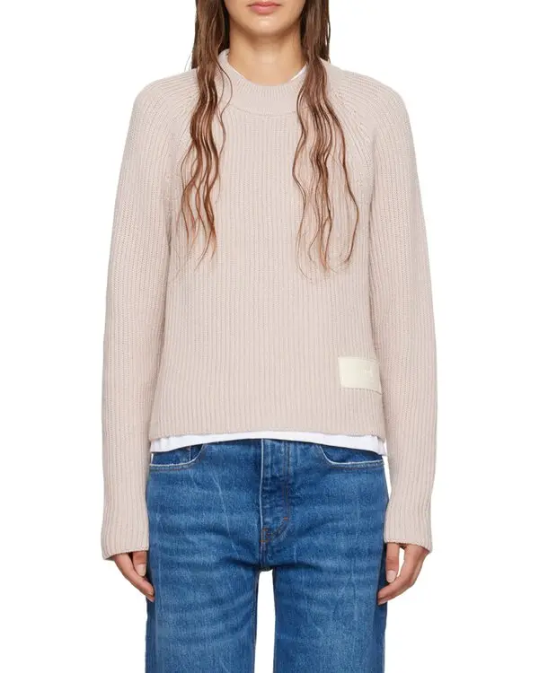 AMI Paris Logo Patch Crewneck Jumper - Pink