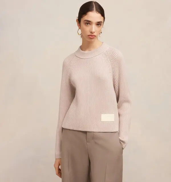 AMI Paris Logo Patch Crewneck Jumper - Pink