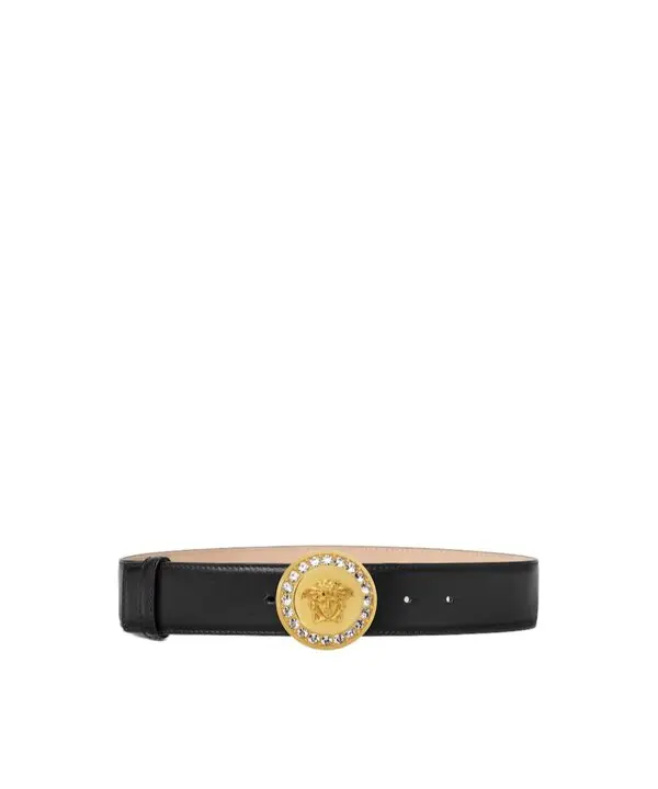 Versace La Medusa Embellished Belt - Black  Gold