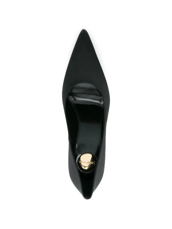 Saint Laurent Pointed Toe Leather Pumps - Black