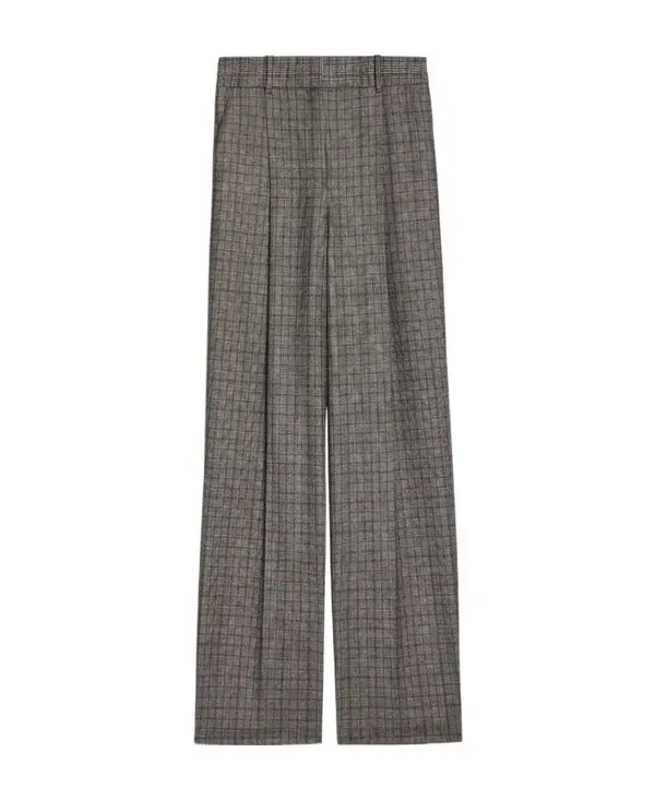 Theory Checked Tailored Wide-leg Trousers