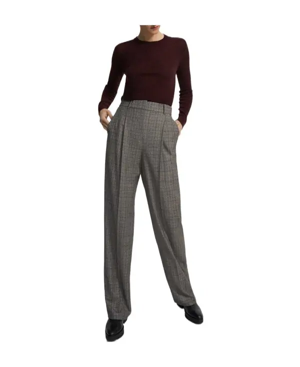 Theory Checked Tailored Wide-leg Trousers