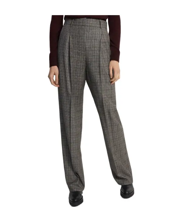 Theory Checked Tailored Wide-leg Trousers
