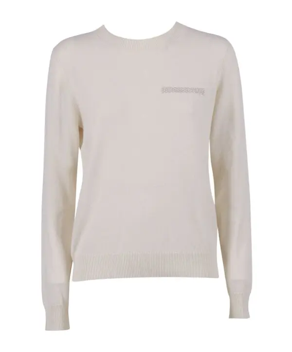 Peserico Embellished Round Neck Sweater - White