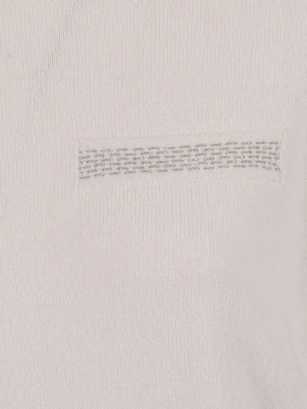 Peserico Embellished Round Neck Sweater - White