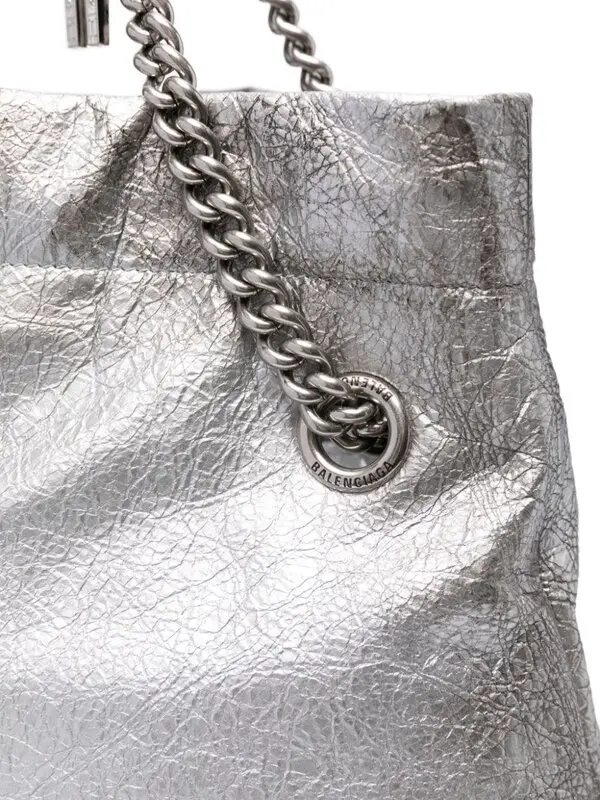 Balenciaga Crush Charm Detailed Medium Tote Bag - Silver