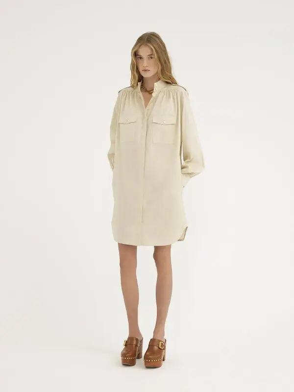 Chloé Light Cotton Poplin Shirt Skirt With Belt