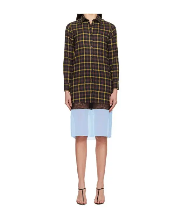 Coperni Multi Layer Shirt Dress - Brown/blue