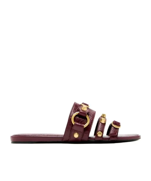 Balenciaga Stud Detailed Slip-on Sandals - Red