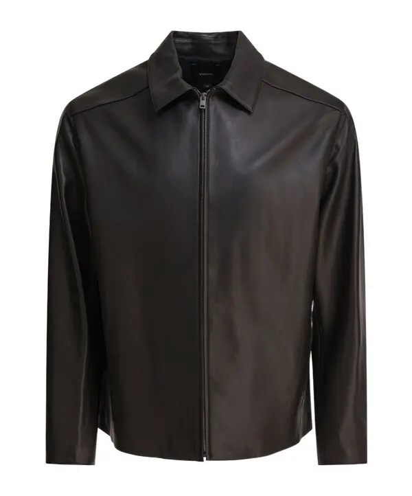 Vince Zippered Lambskin Leather Jacket - Black