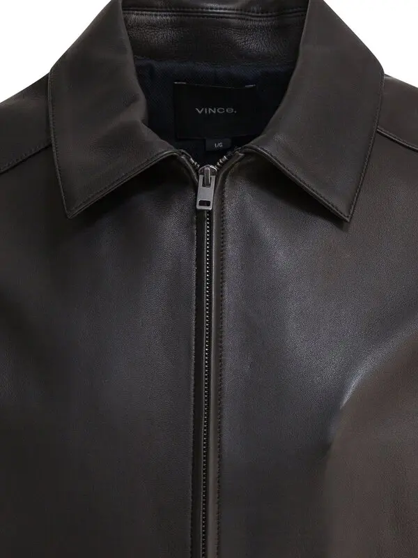 Vince Zippered Lambskin Leather Jacket - Black