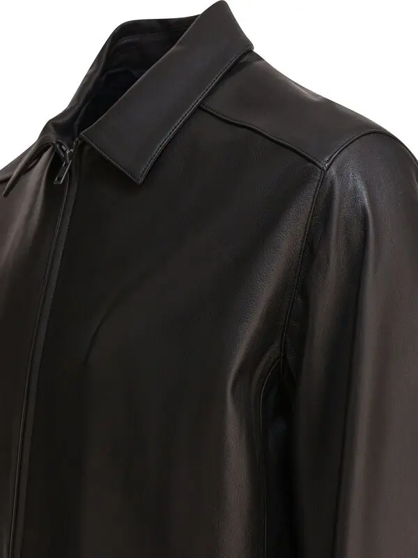 Vince Zippered Lambskin Leather Jacket - Black
