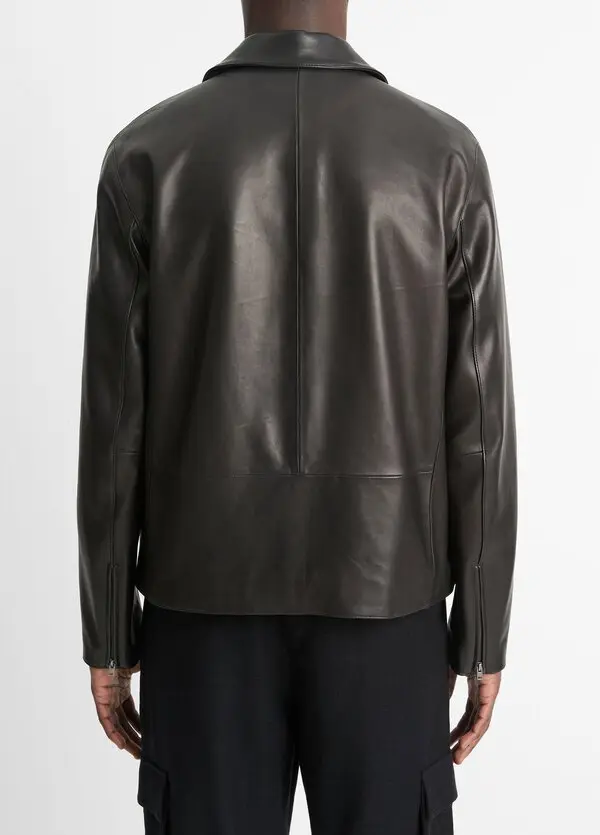 Vince Zippered Lambskin Leather Jacket - Black