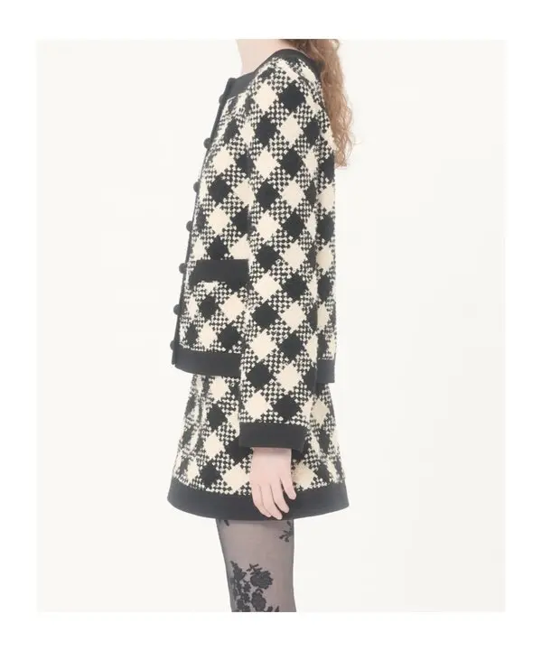 Valentino Garavani Checkerboard Button-up Tweed Jacket - Black
