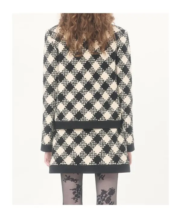 Valentino Garavani Checkerboard Button-up Tweed Jacket - Black