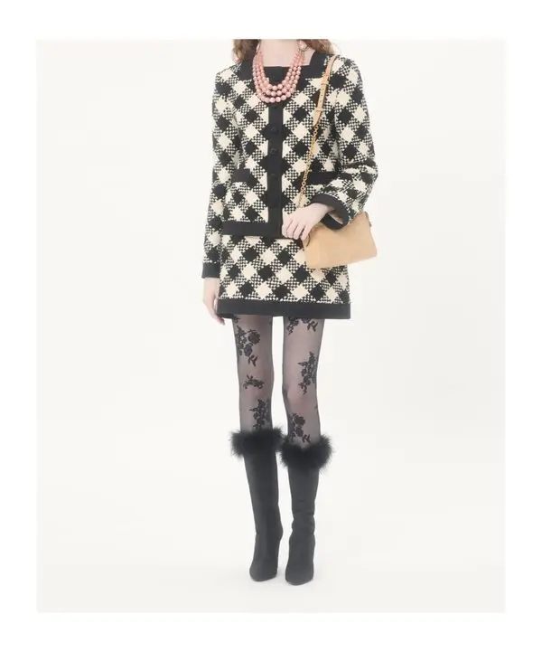 Valentino Garavani Checkerboard Button-up Tweed Jacket - Black