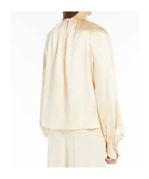 Max Mara Silk Blouse With Pleated Back And Button Cuffs