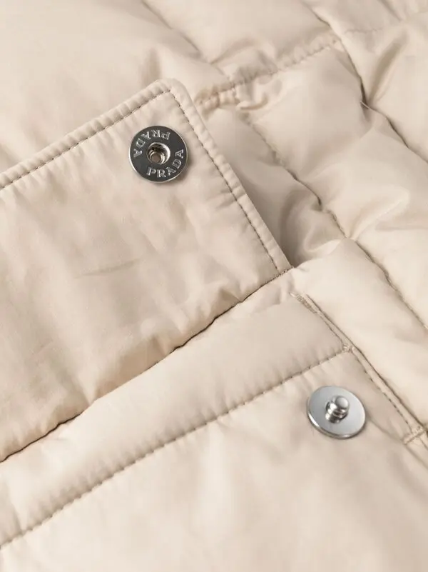 Prada Hooded Down Coat With Fur Trim
