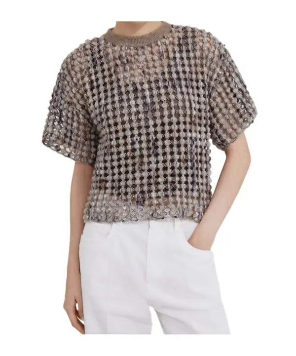 Brunello Cucinelli Textured Short-sleeve Knit Top