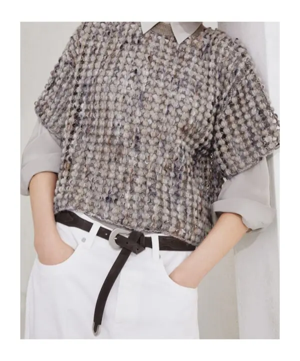 Brunello Cucinelli Textured Short-sleeve Knit Top