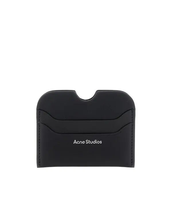 Acne Studios Logo Detailed Open Top Cardholder - Black