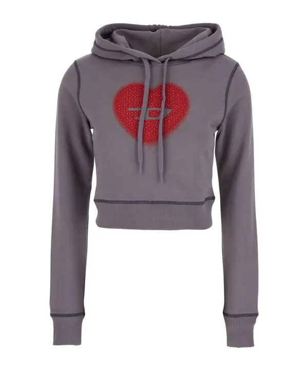 DIESEL® F-slimmy-hood" Drawstring Cropped Hoodie - Grey