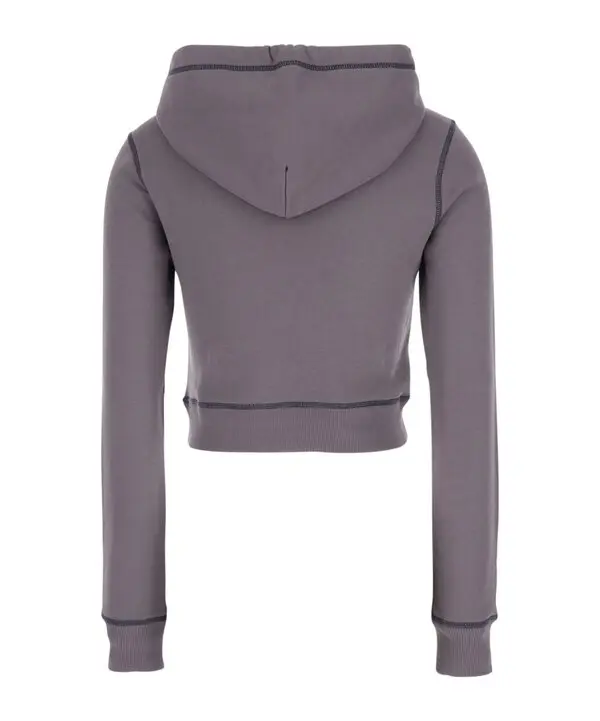 DIESEL® F-slimmy-hood" Drawstring Cropped Hoodie - Grey