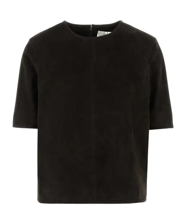 Loulou De Saison Zaida Suede Boxy T-shirt - Black