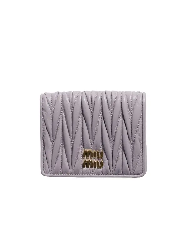 Miu Miu Logo-lettering Matelassé Bi-fold Wallet - Wisteria