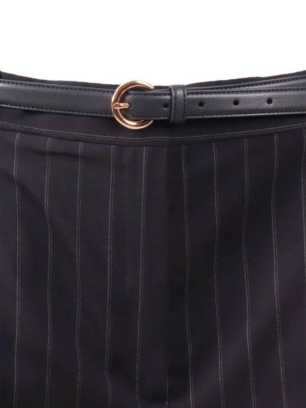 Max Mara Pinstriped Bermuda Shorts With Belt - Black