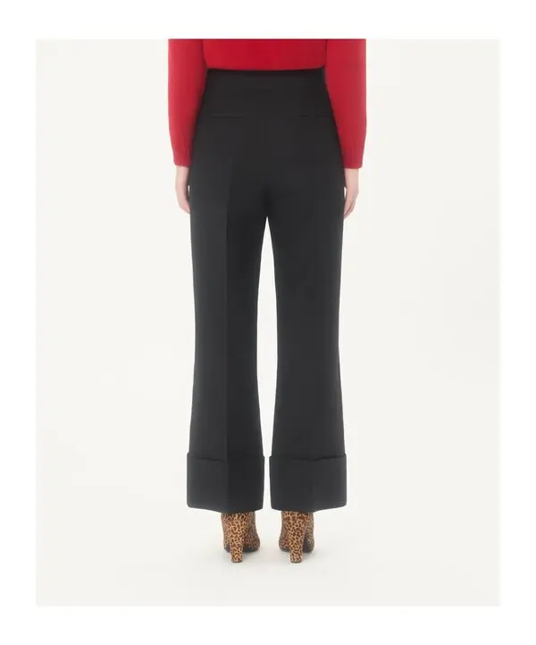 Valentino Garavani Wide Leg Trousers With Logo Plaque Detail - Black