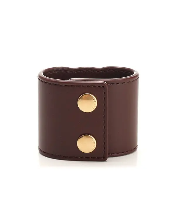 Celine Triomphe Hair Cuff In Calfskin And Brass With Gold Finish - Red