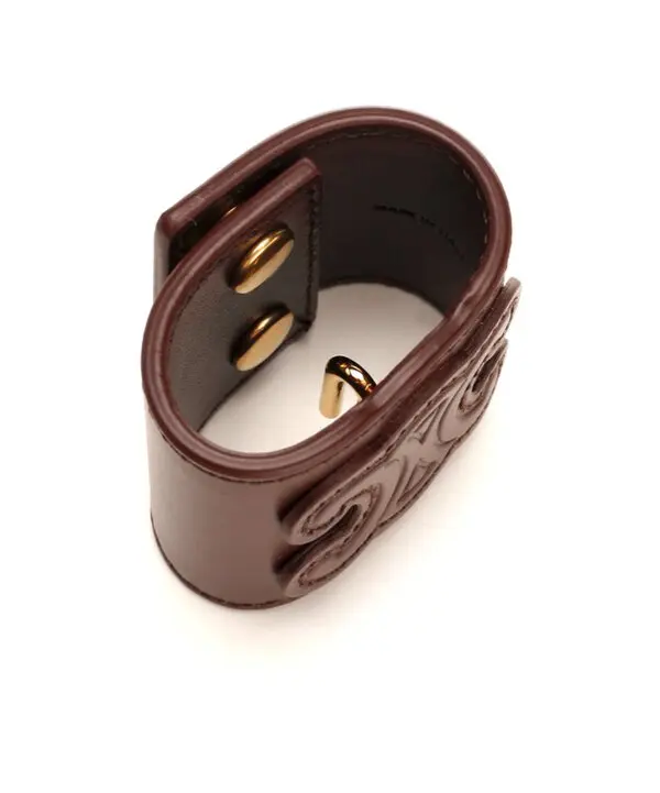 Celine Triomphe Hair Cuff In Calfskin And Brass With Gold Finish - Red