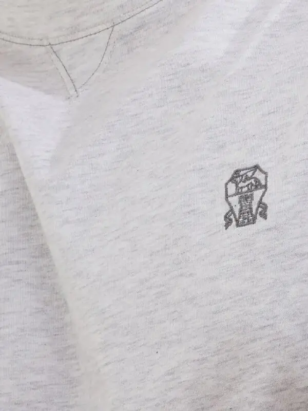 Brunello Cucinelli Logo Embroidered Layered T-shirt - White