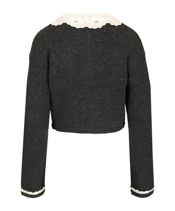 SELF-PORTRAIT Lace Collar Button Cardigan