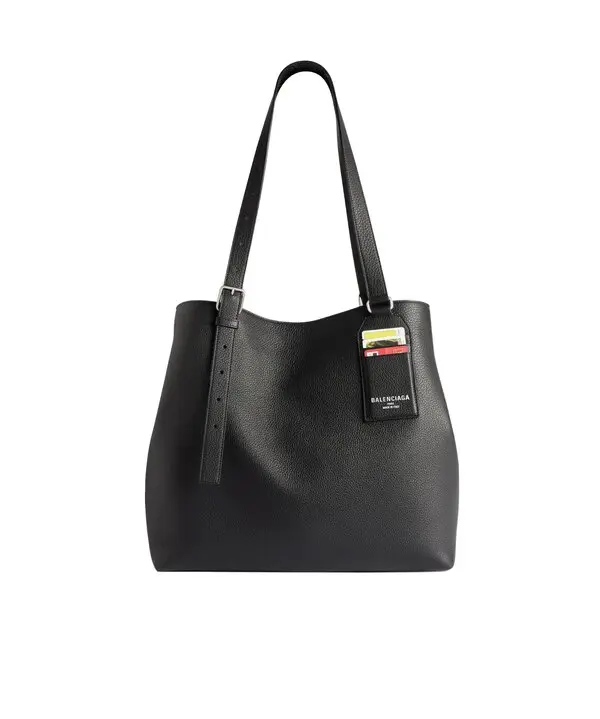Balenciaga Leather Credit Tote Bag - Black